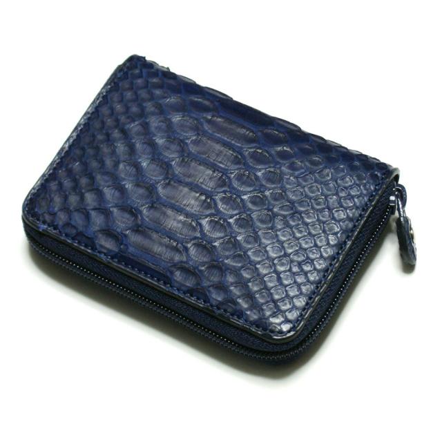 ケース パイソン 財布 ラウンドファスナー 小銭入れ メンズ レディース ヘビ 蛇 革 ジッパー ギフト 日本製 藍染