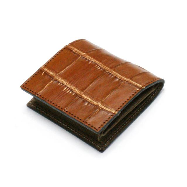 ケース メンズ レディース 小銭入れ クロコダイル 小銭入れボックス型 ワニ革 鰐革 BOX型小銭入れ 薄型 コンパクト ギフト 日本製 ブラウンゴールド