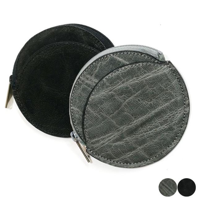 ケース 小銭入れ 丸型 ファスナー小銭入れ 本革 革　エレファントレザー 象革 薄型 コンパクト ギフト 日本製