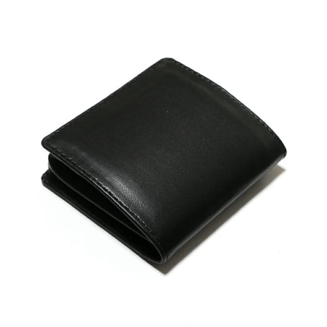薄型 コンパクト ケース 小銭入れ ボックス型 本革ケース 羊革 ラム革 ラムスキン ブラック