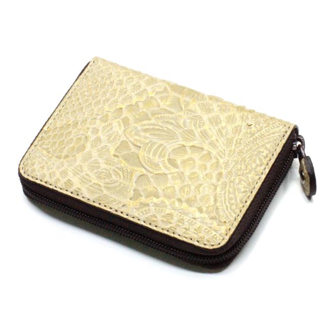 小銭入れ 本革 メンズ レディース ファスナー小銭入れ Ver.2 カード収納 コンパクト 財布 パイソン革 蛇革 ヘビ革 ケース 本革小銭入れ 日本製 ペイズリー柄 ゴールド
