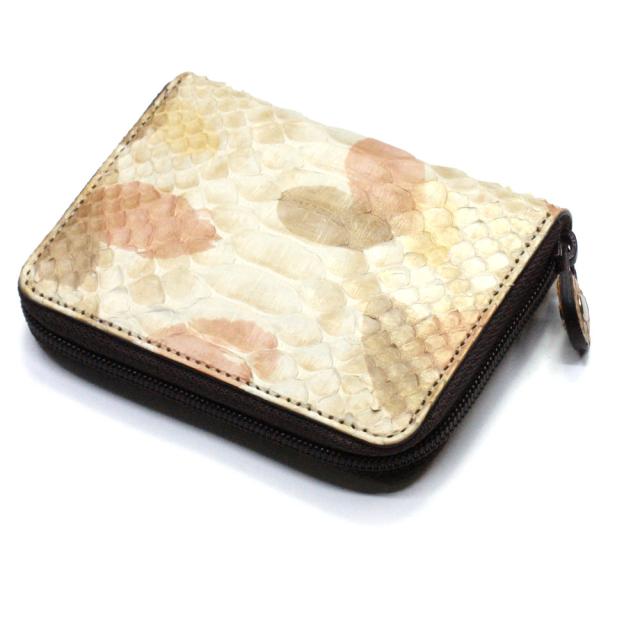 小銭入れ 本革 メンズ レディース ファスナー小銭入れ Ver.2 カード収納 コンパクト 財布 パイソン革 蛇革 ヘビ革 ケース 本革小銭入れ 日本製 手染め P１２