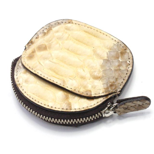 ケース メンズ レディース ファスナー小銭入れ パイソン革 蛇革 本革 丸型 薄型 コンパクト 小銭入れ 小型 mini 小さい ギフト 日本製 柄 手染め P10