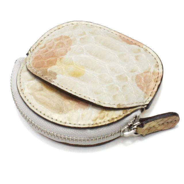 ケース メンズ レディース ファスナー小銭入れ パイソン革 蛇革 本革 丸型 薄型 コンパクト 小銭入れ 小型 mini 小さい ギフト 日本製 柄 手染め P12