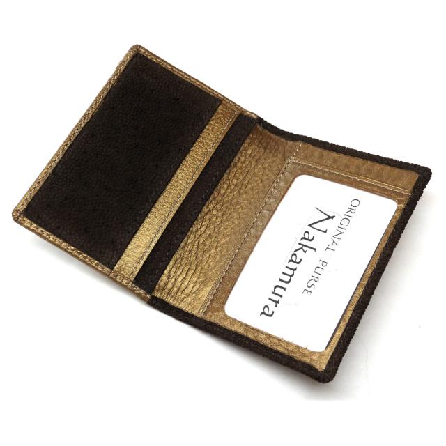 定期入れ パスケース 二つ折り 透明窓 本革 ゾウ革 象革 ぞう革 エレファントレザー チョコ 2