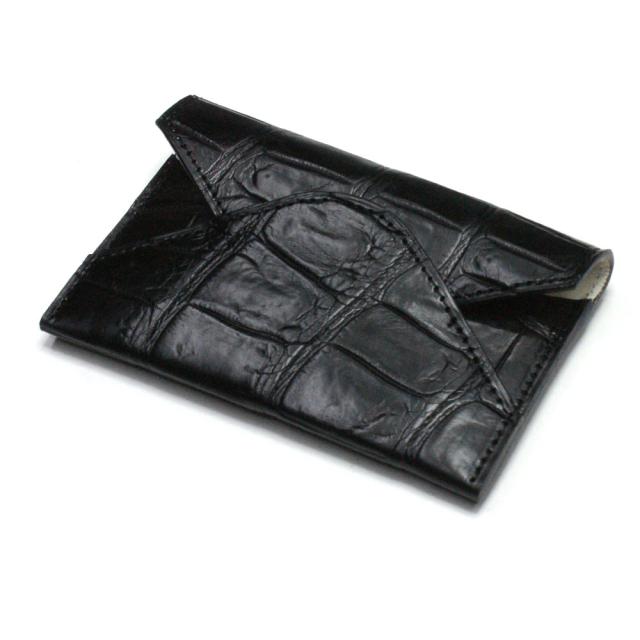 名刺入れ 名刺ケース メンズ レディース クロコダイル革 ワニ革 レザー 薄型 スリム コンパクト カード入れ カードケース 日本製 マット ブラック