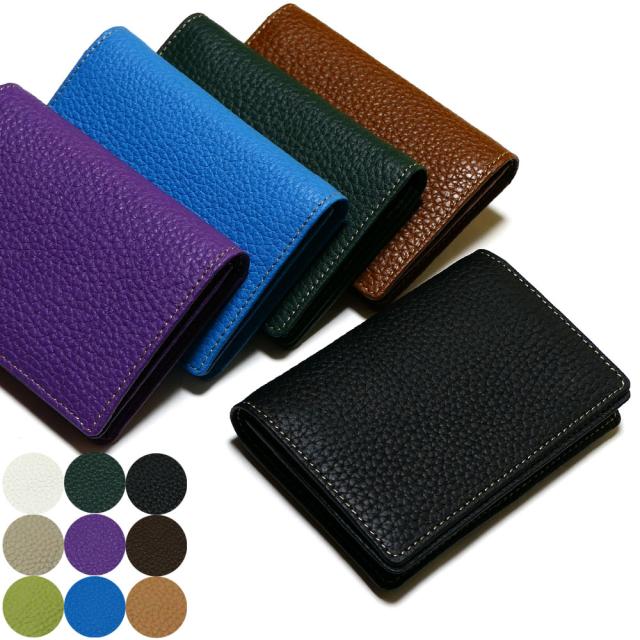 名刺入れ 名刺ケース 通しマチ型 メンズ レディース 本革 牛革 シュリンクレザー / ブラウニー