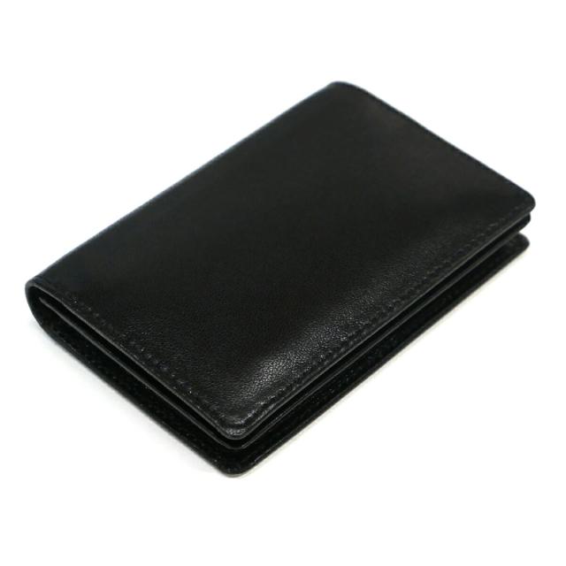 名刺入れ 名刺ケース 通しマチ型 羊革 ひつじ革 ラムスキン ヌメシープ パスカル ブラック