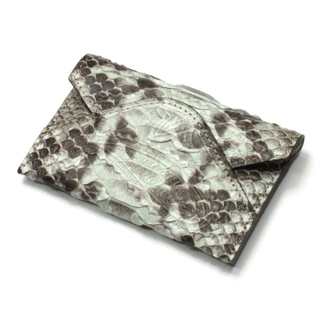 名刺入れ 本革名刺入れ レディース 名刺ケース 薄型 コンパクト ビジネス シンプル カード入れ パイソン革 蛇革 ヘビ革 レザー カードケース 日本製 柄 ペイズリー ブルーグレー