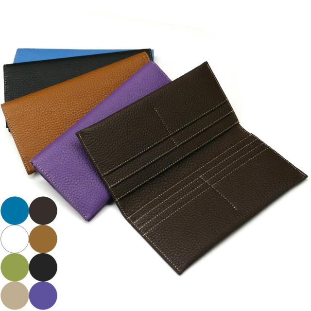 長財布 マチなし 小銭入れなし / 薄型 / 本革 牛革 / ブラウニー