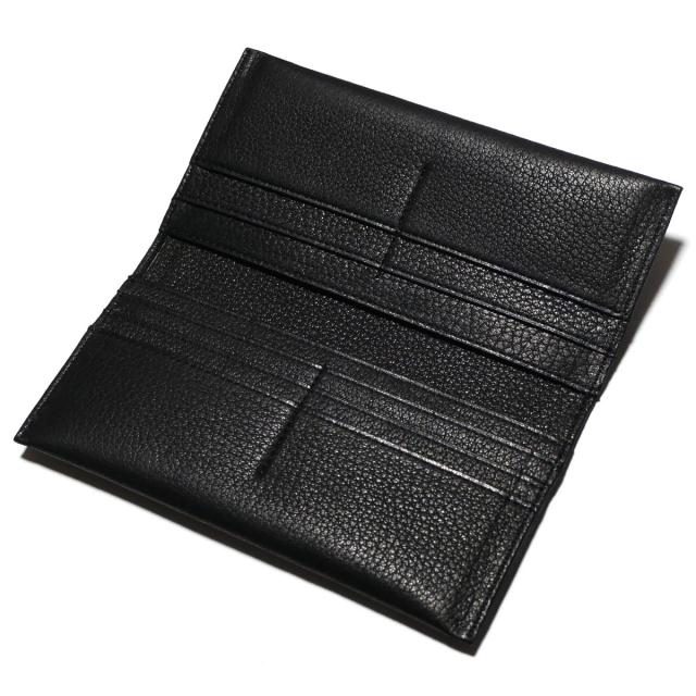 長財布 マチなし 小銭入れなし 薄型  鹿革 シカ革 ディアスキン オイル ブラック