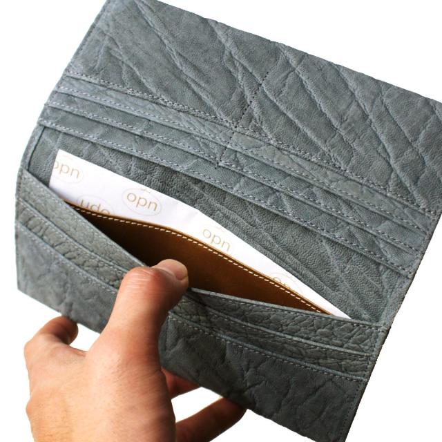 長財布 薄型 エレファントレザー 象革 ゾウ革 無双仕様 マチなし 小銭