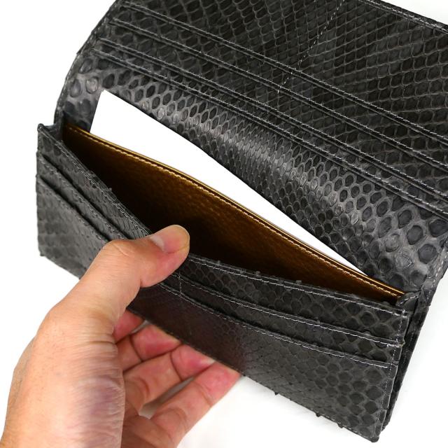 パイソン 財布 長財布 メンズ 本革 かぶせ 札入れ パイソン 蛇 ヘビ