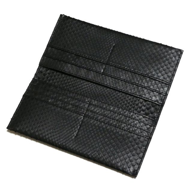 長財布 マチなし 小銭入れなし パイソン 財布 / パイソン革 ヘビ革 / モラレスパイソン マット ブラック