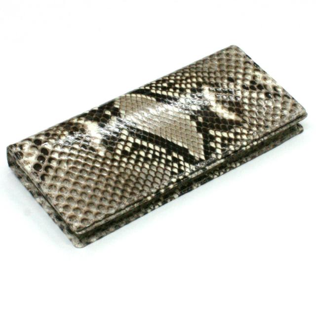 通しマチ パイソン 財布 長財布 小銭入れあり パイソン革 蛇革 へび革 ダイヤモンドパイソン革 ナチュラル 2