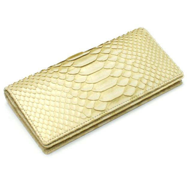 パイソン 長財布 財布 メンズ レディース 長札 ロング ウォレットパイソン革 蛇革 へび革 通しまち型 小銭入れ付 ゼブラ ゴールド2