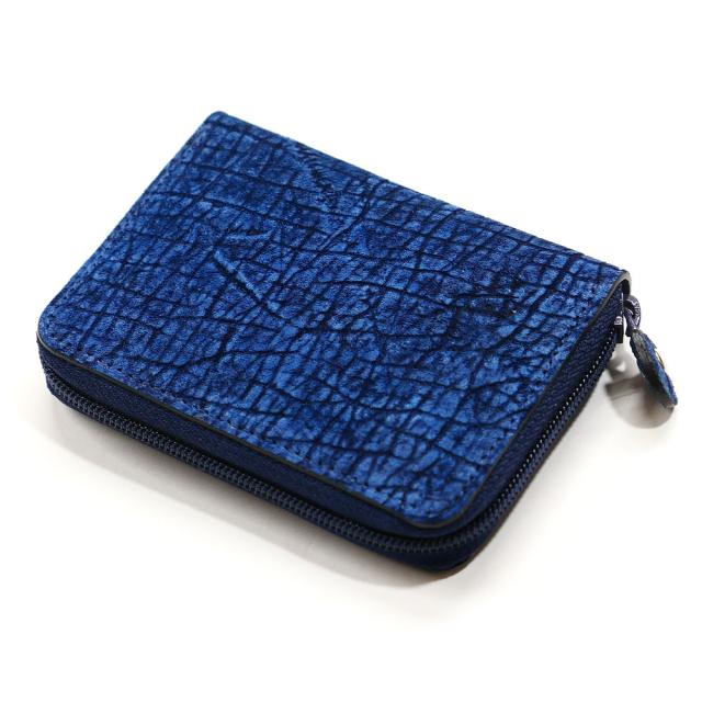 ケース メンズ レディース ラウンド ファスナー小銭入れ カバ革 ヒポポタマス 革 レザー ジッパー ギフト 日本製 藍染