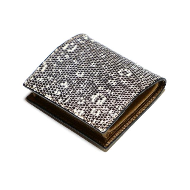 ケース 小銭入れ ボックス型小銭入れ メンズ レディース 本革 リザードレザー トカゲ革 柄 白黒