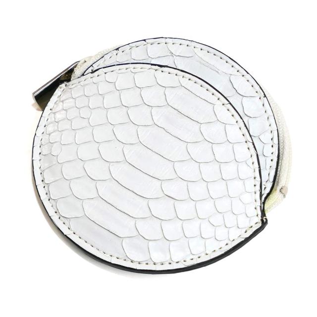 ケース メンズ レディース 丸型 ファスナー 小銭入れ 本革 パイソン へび革 ヘビ革 薄型 コンパクト 革 レザー ギフト プレゼント 日本製 マット ホワイト