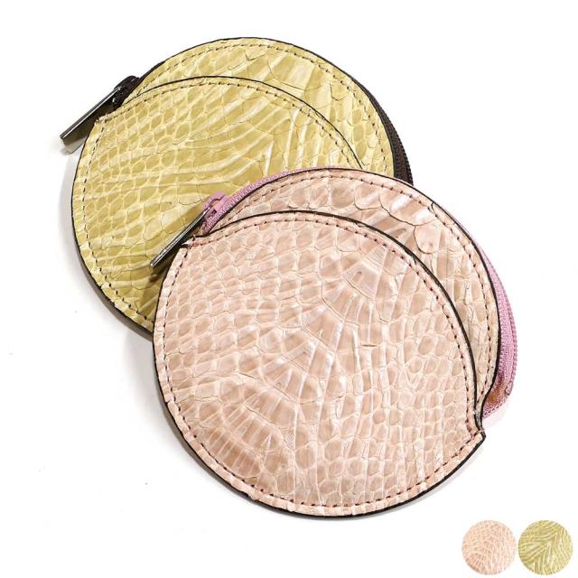 ケース メンズ レディース 丸型 ファスナー 小銭入れ 本革 パイソン へび革 ヘビ革 薄型 コンパクト 革 レザー ギフト プレゼント 日本製 ウェーブ