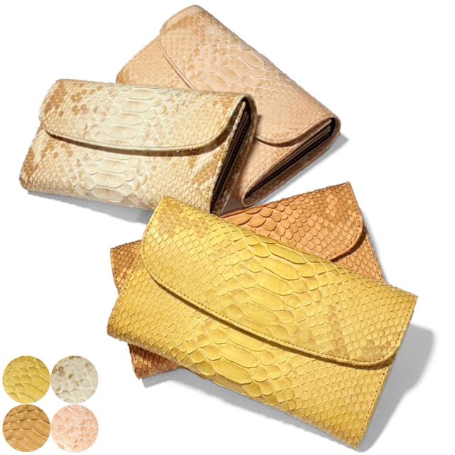 ギャルソン長財布 本革 パイソン ハーフブリーチ 大きめ 収納力 高級感 ユニセックス 日本製 財布 ギャルソン財布 メンズ レディース カード入れ 札入れ ファスナーポケット付き