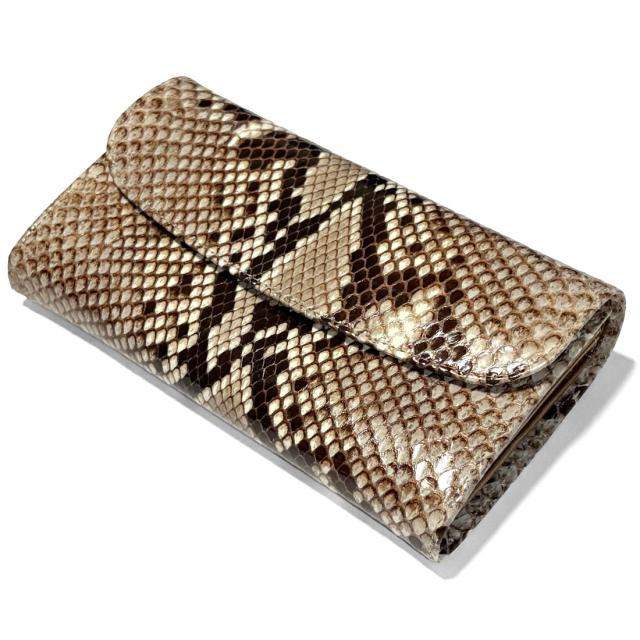 ギャルソン長財布 本革 パイソン グレージング 大きめ 収納力 高級感 ユニセックス 日本製 財布 ギャルソン財布 メンズ レディース カード入れ 札入れ ファスナーポケット付き