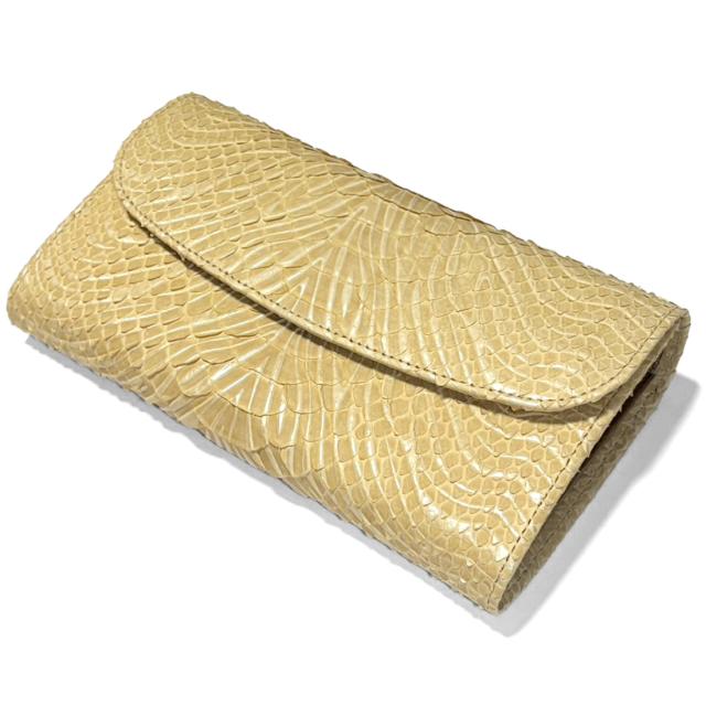 ギャルソン長財布 本革 パイソン ウェーブ 大きめ 収納力 高級感 ユニセックス 日本製 財布 ギャルソン財布 メンズ レディース カード入れ 札入れ ファスナーポケット付き