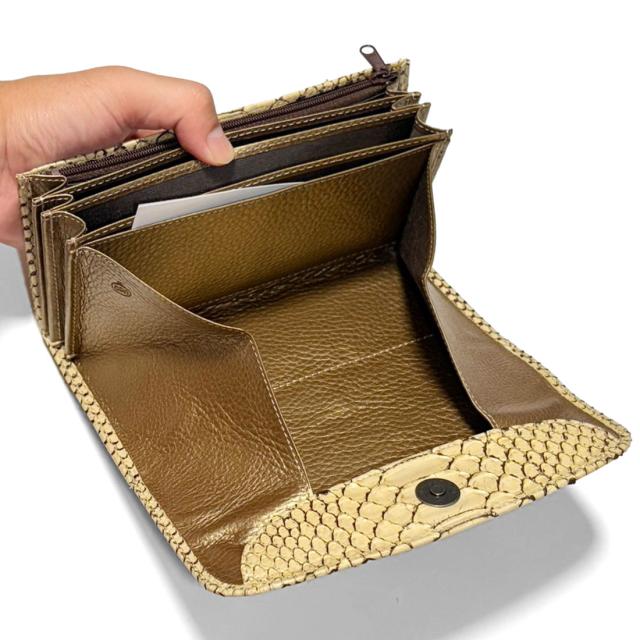 ギャルソン長財布 本革 パイソン マダム 大きめ 収納力 高級感 ユニ