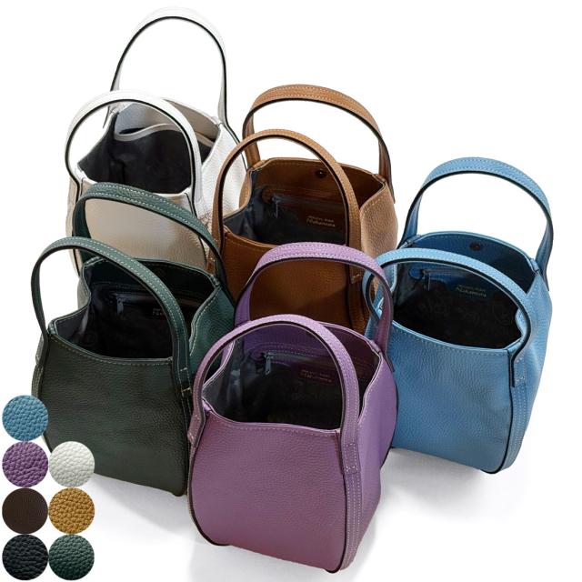 トートバッグ バケツ型 手提げ レディース メンズ 本革 牛革 シュリンクレザー ブラウニー