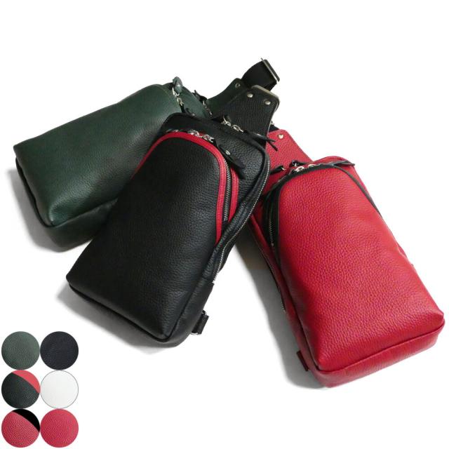 ボディバッグ ショルダーバッグ ワンショルダーバッグ / メンズ レディース / 縦型 大容量 / 本革 牛革 / ブラウニー