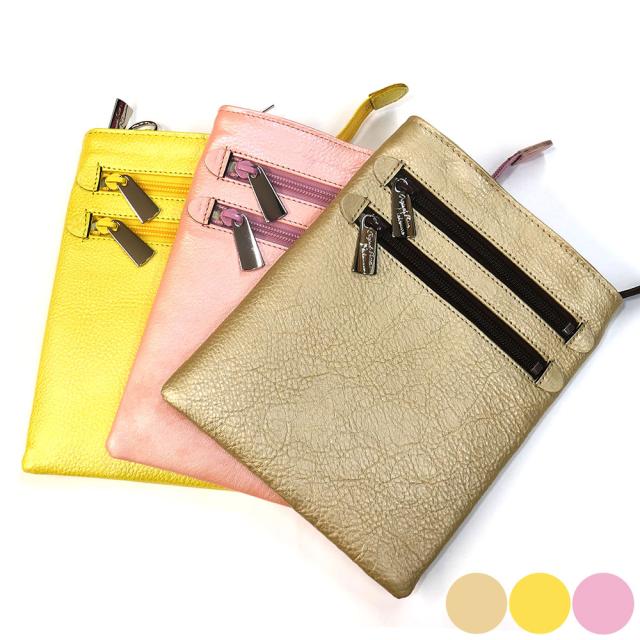 ショルダーバッグ 牛革 シュリンクパール1 本革 斜め掛け マチなし 薄型 スリム 軽量 メンズ レディース