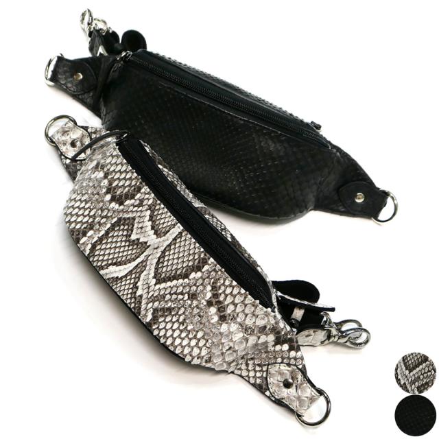 ボディバッグ ワンショルダーバック コンパクト 横型 / パイソン革 ヘビ革 モラレスパイソン革 マット