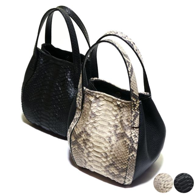 トートバッグ バケツ型 レディース メンズ 牛革×パイソン マット