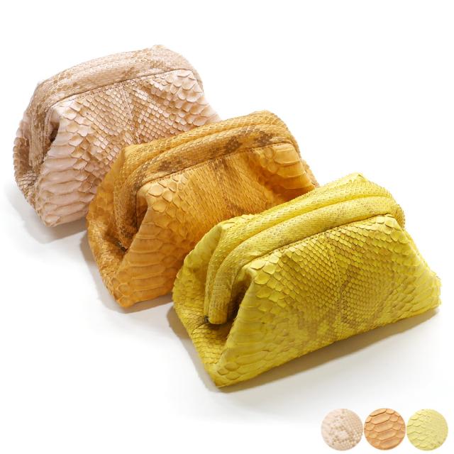 ポーチ がま口風 本革 パイソン ハーフブリーチ レザー口金 セカンドポーチ 化粧ポーチ 日本製 メンズ レディース