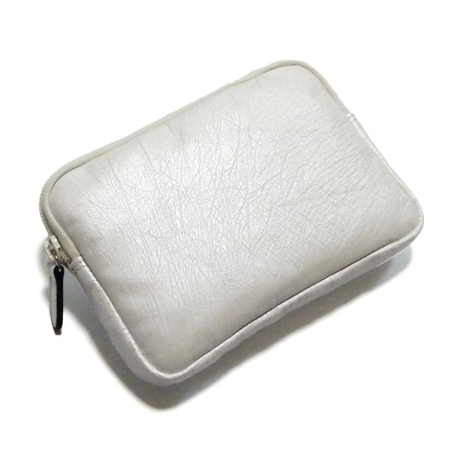 ポーチ 通しマチ / Sサイズ  / 本革 オーストリッチ革 ダチョウ革 / ホワイト