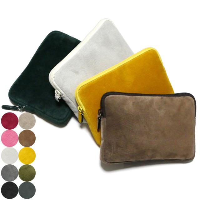 ポーチ 通しマチ / Mサイズ  / 本革 豚革 ピックレザー スエード