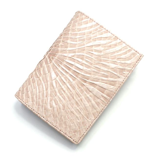 蛇革財布 財布 本革 二つ折り財布 レディース 折り財布 横向き 小銭入れあり カード収納  蛇革 パイソン革 牛革 革財布 サイフ さいふ 札入れ 本革財布 日本製 ウェーブ風型押し仕上げ ピンク
