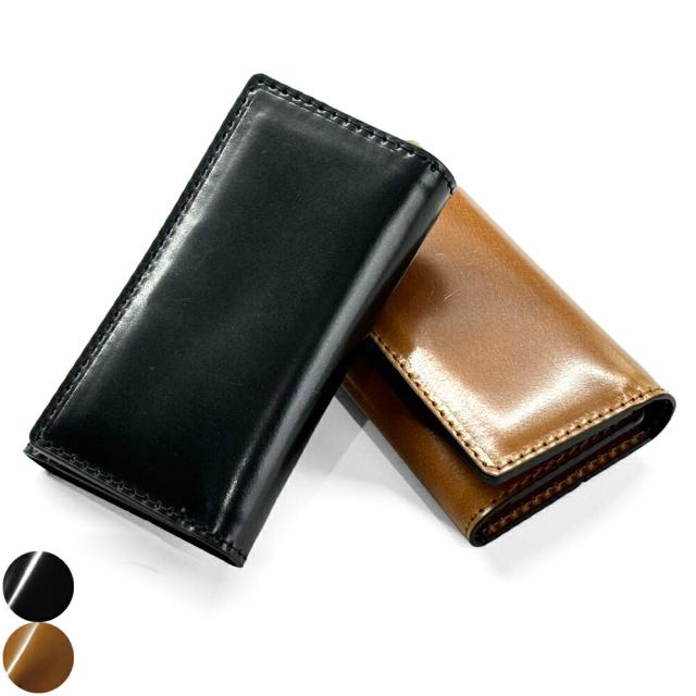 キーケース 5連 三つ折り メンズ レディース 本革 馬革 シェルコードバン クラシック