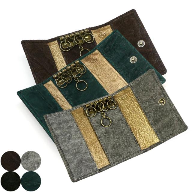 キーケース 5連 三つ折り メンズ レディース 本革 エレファント