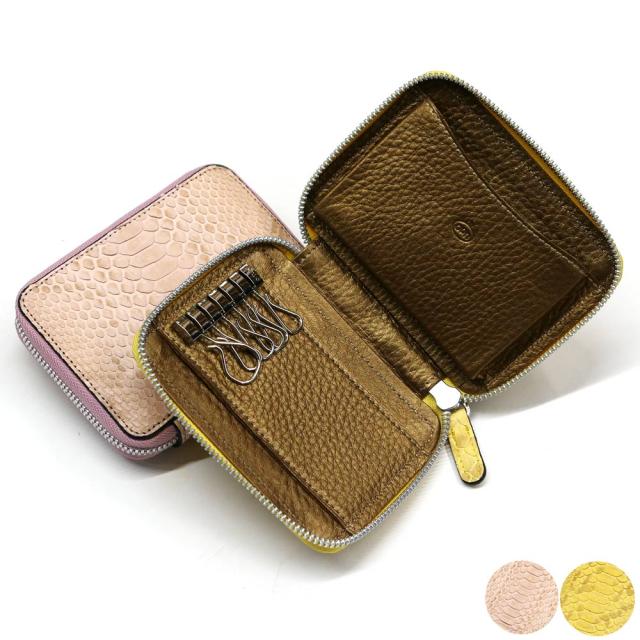 ラウンドファスナー キーケース パイソン ハーフブリーチ 蛇革 本革 6連 スマートキー対応 メンズ レディース 高級 日本製 ギフト プレゼント