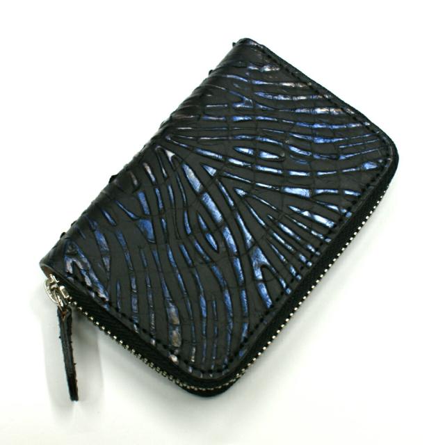 キーケース ファスナーキーケース ポケット付き 5連金具  ジッパー メンズ レディース 本革キーケース パイソン革 蛇革 ヘビ革 レザーキーケース 革小物 日本製 クロ くろ 黒 ウェーブ ブラック
