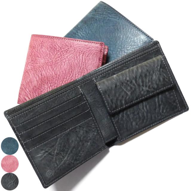 財布 二つ折り財布 メンズ レディース  小銭入れ有り カード入れ 本革 牛革 イタリアンレザー La Perla Azzurra社 アラスカ