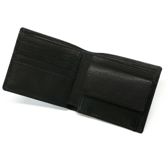 財布 二つ折り財布 小銭入れあり 本革 鹿革 シカ革 ディアスキン オイル ブラック