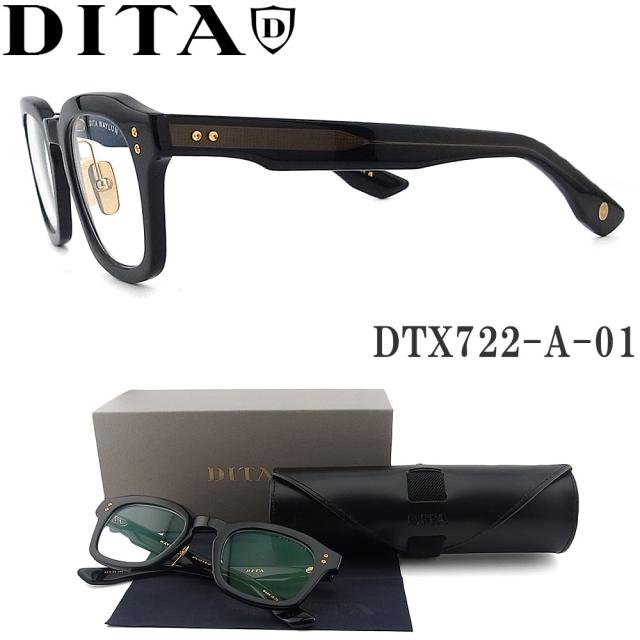 ディータ DITA メガネ DTX722-A-01 WAYLUN サイズ48 眼鏡 クラシック 伊達メガネ 度付き Black 男性 女性 日本製