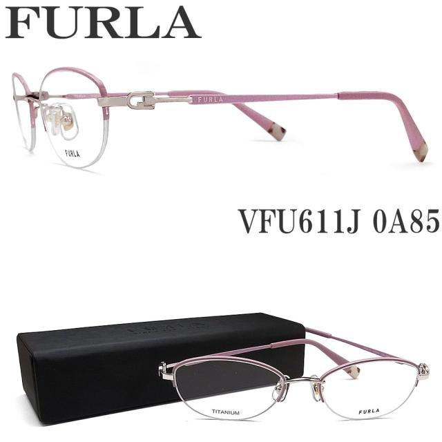 FURLA フルラ メガネ フレーム VFU611J 0A85 眼鏡 マットピンク×グレイッシュピンク 伊達メガネ 度付き レディース 女性 メタル チタン