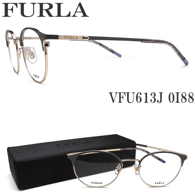 FURLA フルラ メガネ フレーム VFU613J 0I88 眼鏡 ホワイトゴールド×チャコールグレー 伊達メガネ 度付き レディース 女性 メタル チタン