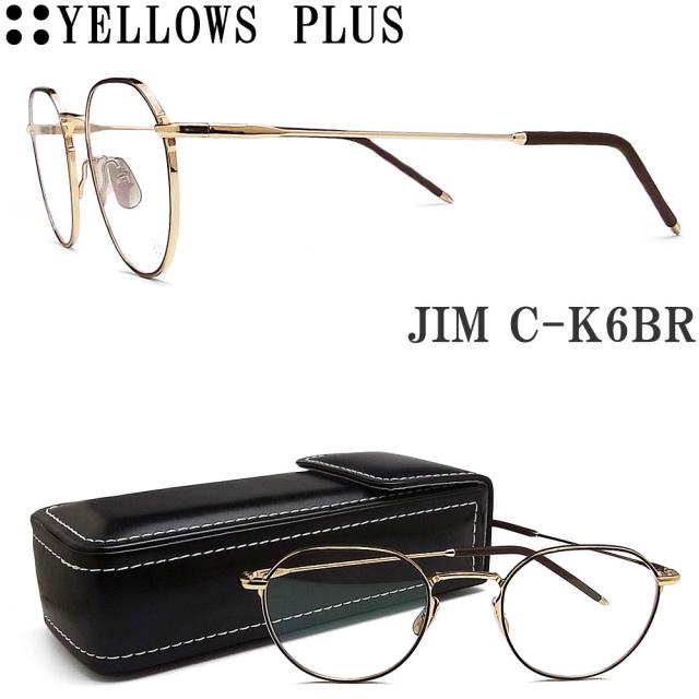 イエローズプラス YELLOWS PLUS メガネ JIM C-K6BR 眼鏡 クラシック 伊達メガネ 度付き ゴールド×ブラウン メンズ・レディース 男性 女性