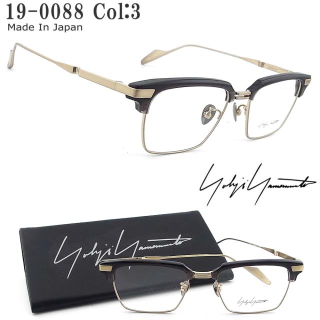 Yohji Yamamoto ヨウジヤマモト メガネ  19-0088 3 メガネ クリアブラック×マットゴールド フルリム 山本耀司 日本製 やまもと ようじ 眼鏡 メンズ レディース
