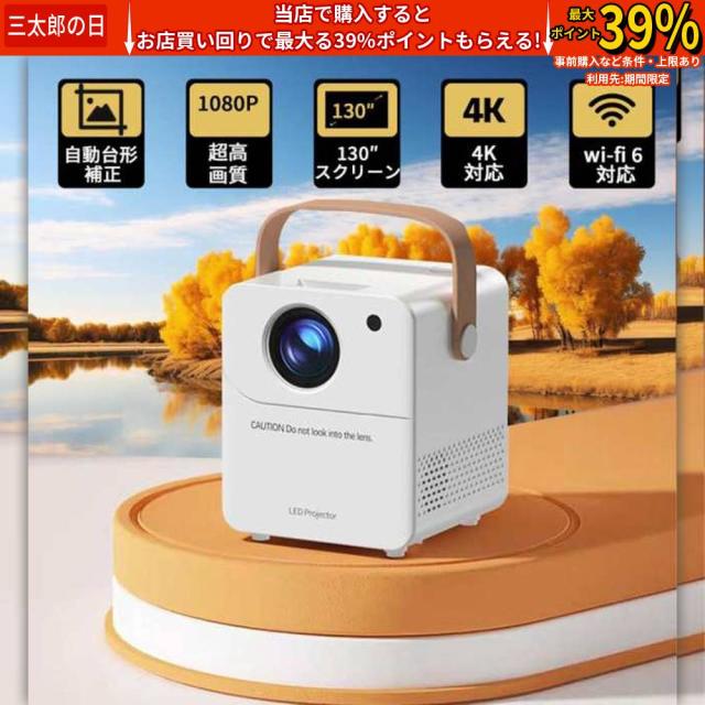 プロジェクター 小型 本体 4K対応 家庭用 1080P 高画質 自動台形補 高性能 軽量 安い 5G wi-fi6 ホームシアター 子供 壁 コンパクト 静音 簡単設定
