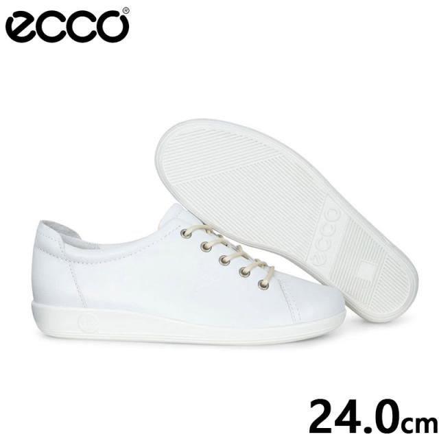 在庫1点限り 24.0cm エコー レディース SOFT 2.0 スニーカー 靴 シューズ 牛革 ヌバック ホワイト 白 送料無料 ECCO 206503